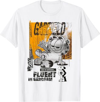 Garfield Odie Sarcasm Cat Street Art Graffiti-Schablone Retro T-Shirt