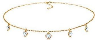 Elli Collier Femme Pendentif Choker avec cristaux en argent sterling 925 plaqué or