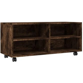 vidaXL Meuble TV sur roulettes Ch&ecirc;ne fum&eacute; 90x35x35cm Bois ding&eacute;nierie vidaXL