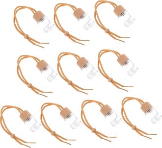 DOITOOL 10 Stück Teiliges Transparente Glas Parfümfläschchen Kleine Leere Duftflaschen als Auto Lufterfrischer Leichte Hängende Flacons für Parfüm und Raumdek