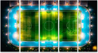 Islandburner Bild auf Leinwand Leuchtendes Fußballstadion bei Nacht für Wohnzimmer Fußballfans Sportsbar Bilder Wandbilder Poster