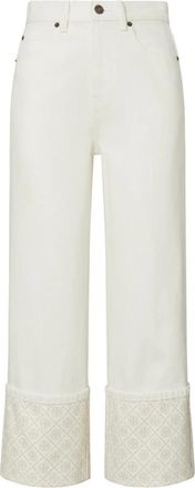 Tory Burch Femme, Pantalons, Blanc, Taille: W26 Jean Jambe Droite Revers Contrast&eacute;