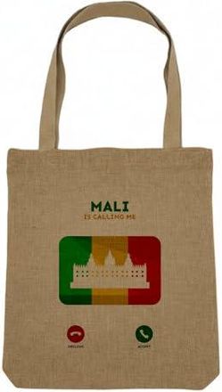Fabulous Sac Shopping Tote Bag Aspect Lin - Mali Is Calling Me Flag - Sac de Courses Toile Epaisse 360g Beige Naturel Cabas Port&eacute; Epaule Solide Imprim&eacute; en Fran