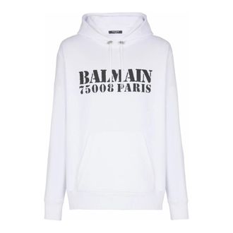 Balmain Homme, Sweatshirts et sweats &agrave; capuche, Blanc, Taille: XS Sweat &agrave; capuche ipri&eacute; Balmain Stap
