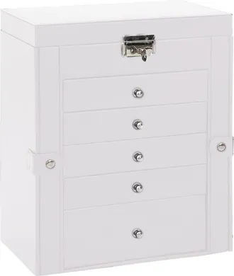 vidaXL Bo&icirc;te &agrave; bijoux 6 niveaux avec miroir verrouillable blanc Vidaxl