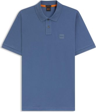 BOSS Herren Passenger Slim-Fit Poloshirt aus Stretch-Baumwolle mit Logo-Aufn&auml;her Blau M