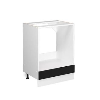 Vicco Meuble pour Four R-Line, Noir Haute Brillance/Blanc, 60 cm sans Plan de Travail