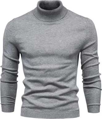 Generic Haut à col roulé pour homme, pull en tricot côtelé, coupe ajustée, manches longues, col roulé, léger, pull basique pour lautomne et lhiver, couleur un