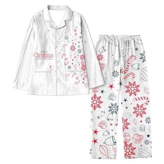 Generic Ensemble de pantalons d&eacute;contract&eacute;s &agrave; manches longues pour femme Motif flocons de neige, rose, 3XL