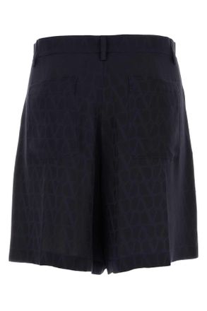 Valentino Garavani Mens Toile Iconographe Bermuda Shorts Sttoileiconographnavynavy Exterior: Silk