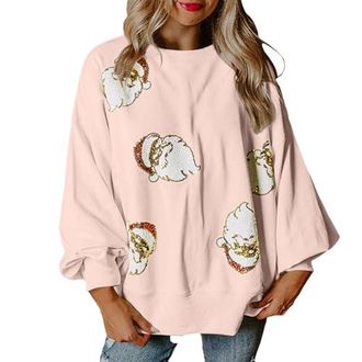 Generic Sweat Noel Femme Pull Coton, à Paillettes de Noël pour, Style décontracté, Hauts Amples pour (RD2, M)