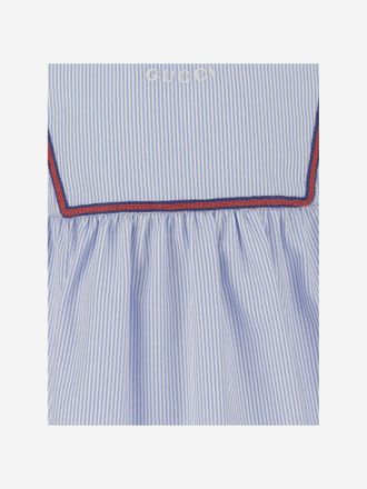 Gucci Girls Cotton Dress With Logo Light Blue