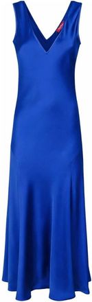 Max Mara Femme, Robes, Bleu, Taille: 38 FR Longuette Satin Dress