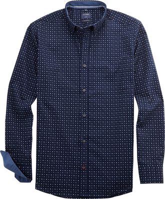 Olymp Herren Freizeithemd Langarm Casual,Rotationsdruck auf Uni,059 Casual 22,04 Button-Down-Kragen,Marine 18,XXL