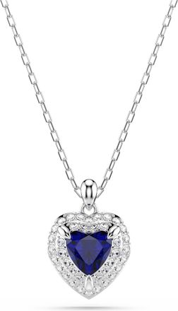Swarovski One Anh&auml;nger, Herzschliff, Pav&eacute;, Herz, Blau, Rhodiniert