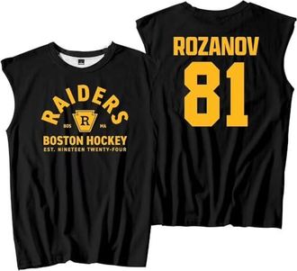 Generic Heated Rivalry Merch Rozanov 81 Print D&eacute;bardeur - T-shirt unisexe &agrave; col rond sans manches d&eacute;contract&eacute; streetwear pour les fans de s&eacute;ries TV, Noir, L