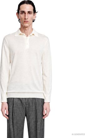 Lardini Wool-Silk Long Sleeve Polo