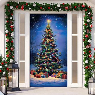 Generic Weihnachten T&uuml;r Abdeckung Dekoration Weihnachtsmann Weihnachtsbaum Hintergrund T&uuml;r H&auml;ngen Weihnachten Deko Weihnachtsdeko T&uuml;r Aussen Weihnachtsdeko Ba