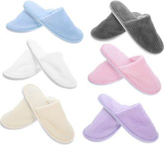 Hemobllo Pantoufles Dintérieur Fermées Colorées En Polaire Corail Antidérapantes, Lot De 6 Paires Unisexes, Lavables Et Confortables Pour Hôtel, Spa Et Invités