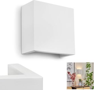 HOFSTEIN Wandlampe Calama aus Keramik in Weiß, Wandleuchte mit Lichteffekt, 1 x G9-Fassung, Innenwandleuchte mit handelsüblichen Farben bemalbar, Up & Down-Eff