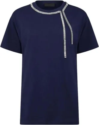 Liu Jo Femme, Tops, Bleu, Taille: 36 FR T-shirt en jersey de coton avec broderies bijoux