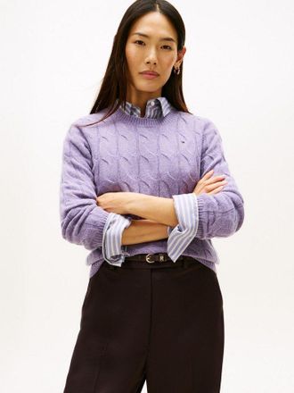 Tommy Hilfiger Strickpullover SOFT WOOL CABLE C-NK Wolle, mit Zopfmuster
