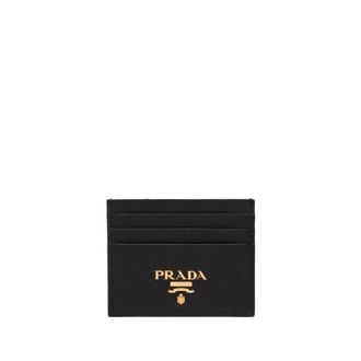 Prada Schwarzer Kompakter Kartenhalter mit Logo vorne - - Accessories - Damen - Schwarzk - ONE SIZE