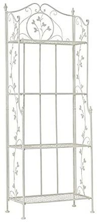 Clp Etagère en Fer Forgé Arona Stable Et Robuste I Etagère De Rangement Pliable I Rangement pour Plantes Epices Décoration Hauteur 158 cm, Couleur:Blanc A