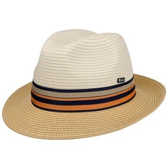 LIPODO Chapeau en Paille Corinaldo Bogart Homme - Made in Italy de Soleil avec Ruban Gros Grain Ete Printemps-ete - XL (60-61 cm) Blanc Creme