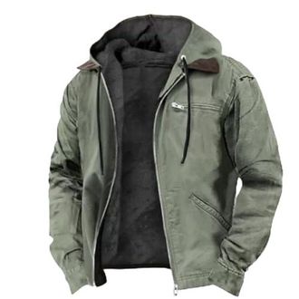 Generic Veste &agrave; capuche pelucheuse pour homme - Grande taille - Avec fermeture &eacute;clair - Tendance - &Eacute;pais - Chaud et l&eacute;ger - Confortable - Polyvalent, vert cla