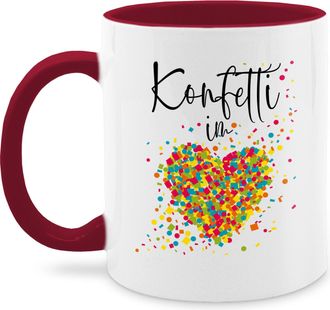 Shirtracer Tasse Tassen 325ml - & Fasching - Konfetti im Herzen I Confetti Herz I Konfetti f&uuml;r Alle Karneval K&ouml;ln - 325 ml - Bordeauxrot - karnevalstasse faschin