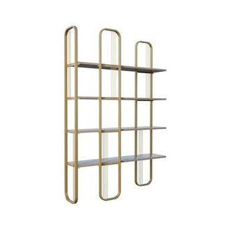 Dmora Regal Almena 125x28x180 cm Gold, 4 B&ouml;den, Bibliothek