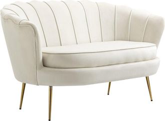 HOMCOM Homcom - Sofa 2 Sitzer Couch mit Armlehne bl&uuml;tenblattf&ouml;rmiger R&uuml;ckenlehne Dick Gepolstert Polstersofa Modern Doppelsofa mit Samtoptik, Metallbeine