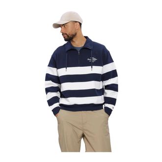 Tommy Hilfiger Nautical Block Stripe 1/4 Zip - - Sweatshirts & Hoodies - Herren - Blau - M