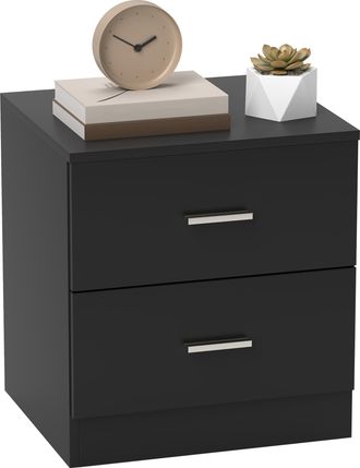 HOMCOM Moderner Nachttisch, Nachttisch mit 2 Schubladen, Beistelltisch f&uuml;r Wohnzimmer, Schlafzimmer, 45 x 39,5 x 49 cm, Schwarz