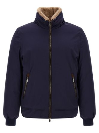 Brunello Cucinelli Shearling-Lined Hooded Padded Jacket - Navy