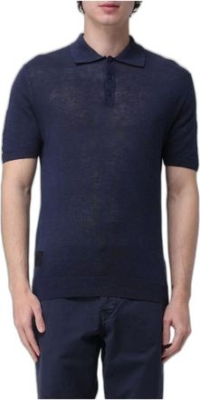 Blauer Polo en lin et coton - Homme - Pulls - Bleu - Taille: S