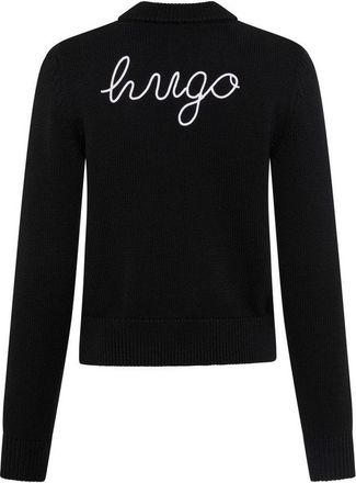 HUGO BOSS Strickpullover Saje mit Logostickerei hinten, Regular Fit