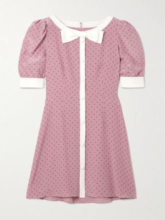Alessandra Rich Clover Minikleid Aus Seide Mit Polka-dots Und Schleife - Pink