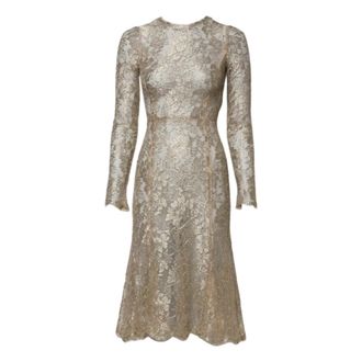 Dolce & Gabbana Goldenes Blumen Spitze Fit & Flare Kleid - - Dresses - Damen - Gelb - 2XS