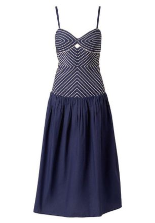 Adrianna Papell Sommerkleid Drop Waist Midi Dress Midi-Kleid aus leichter Baumwolle