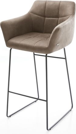 DELIFE Barstuhl Yulo-Flex Vintage Taupe Kufengestell Metall, Barstühle