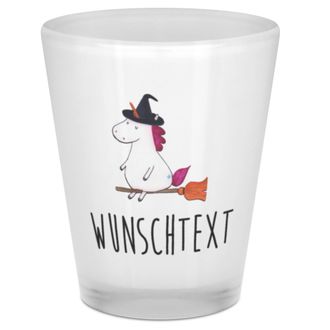 Mr. & Mrs. Panda Personalisiertes Schnapsglas Einhorn Hexe - Personalisierte Geschenke, Personalisieren, Schnapsgl&auml;ser, Zum Umh&auml;ngen mit Namen, Hochzeit, Frau, Engel, 