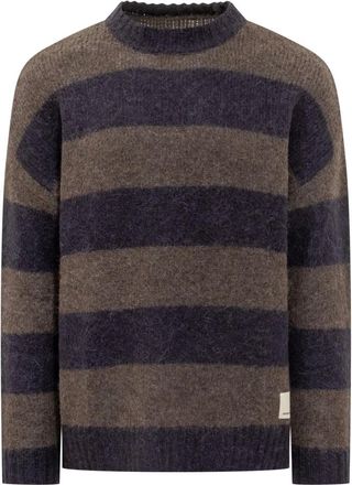 Emporio Armani Homme, Pulls, Brun, Taille: M Pull oversized ray&eacute; en alpaga m&eacute;lang&eacute; Collection Capsule New York