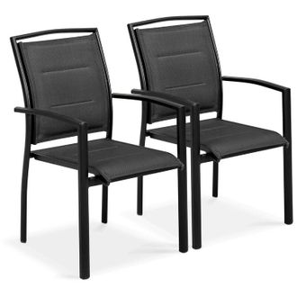 Oviala Lot de 2 fauteuils en aluminium noirs