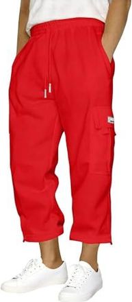 Generic Pantalon cargo 7/8 Baggy pour homme - Pantalon de jogging - Pantalon de sport avec poches lat&eacute;rales - Jambe large - Pantalon de randonn&eacute;e - Pantalon d