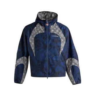 Casablanca Veste zipp&eacute;e &agrave; capuche imprim&eacute;e - Homme - Vestes - Bleu - Taille: XL