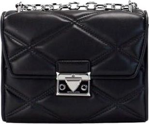 Michael Kors Serena Sac &agrave; bandouli&egrave;re &agrave; rabat Taille M, noir, Medium