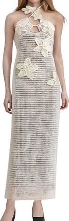 Generic 2026 Robe amincissante &agrave; la mode et &eacute;l&eacute;gante en tricot creux sans manches dos nu bretelles taille haute robe mince, kaki, L