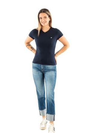 Tommy Jeans T-Shirt S/S pour Femme, Bleu Marine fonc&eacute;, XS